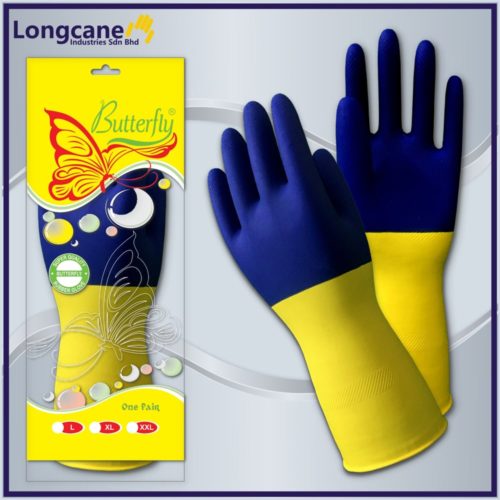 Butterfly Bi Colour Rubber Glove - Longcane Industries
